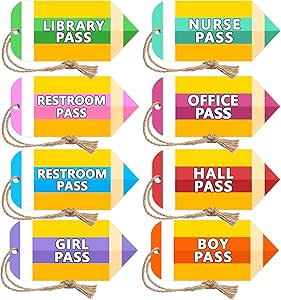 Amazon.com: 8 Sets PVC Hall Pass Lanyards,School Passes Set for Passes ...
