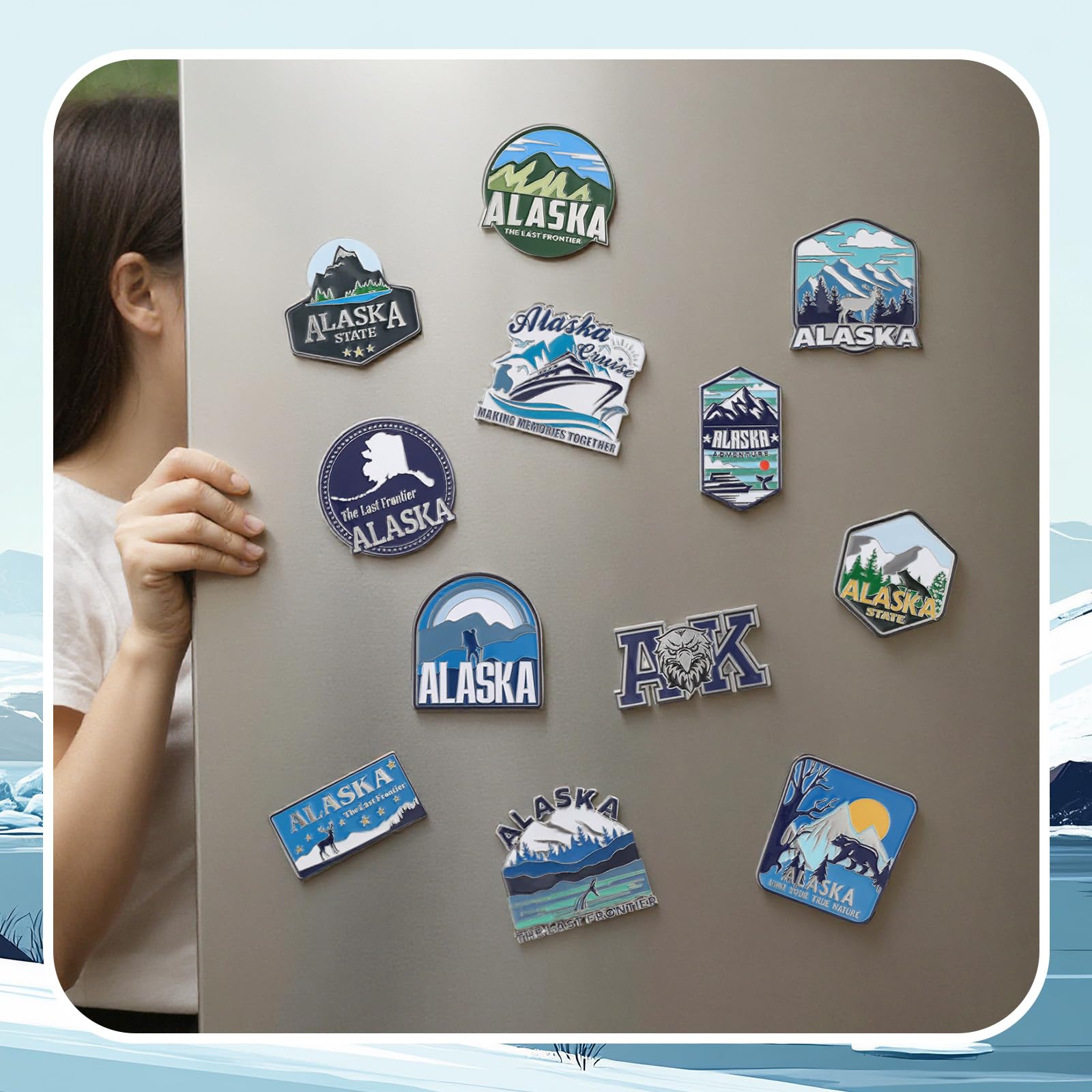Snapklik.com : Konohan 12 Pcs Alaska Magnets For Refrigerator Metal ...