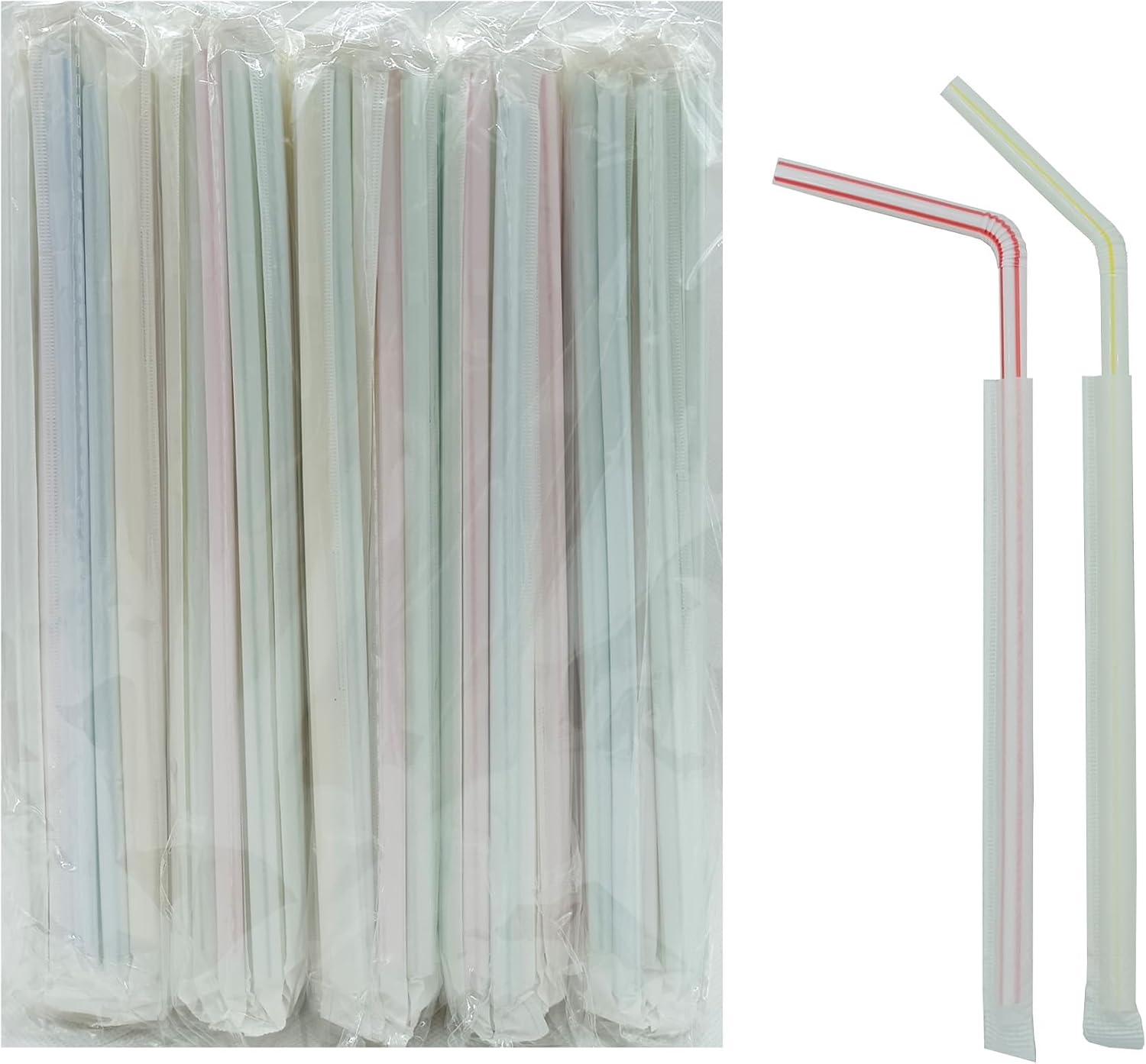 FOREVERIE 500 Counts Individually Wrapped Flexible Straws Plastic for ...