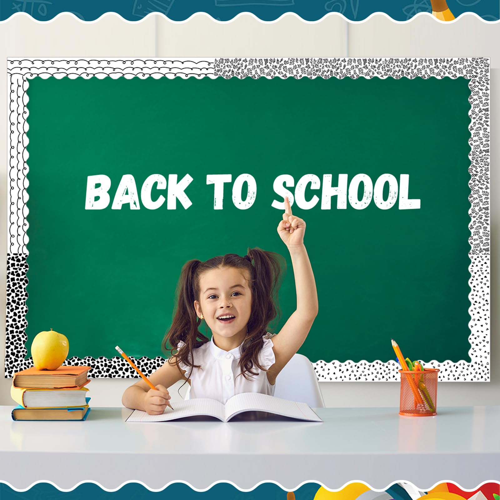 Snapklik.com : 6 Rolls Black And White Bulletin Board Border Polka Dots ...