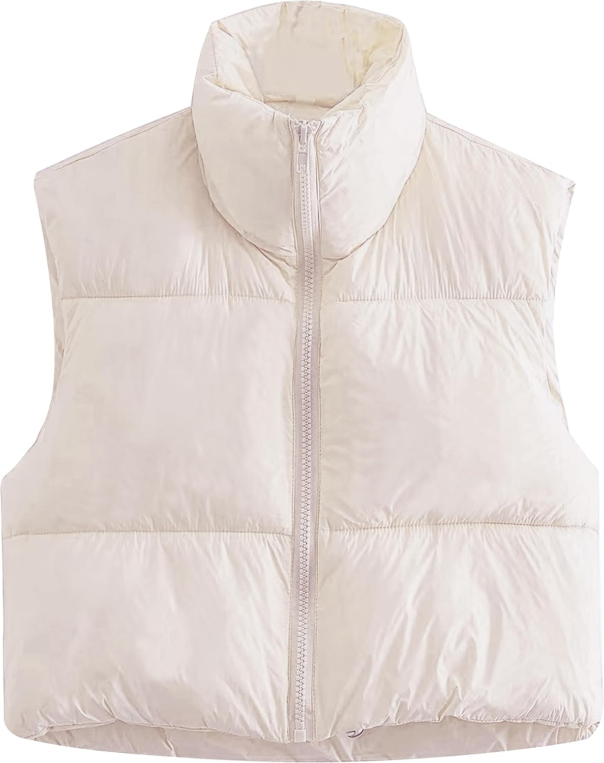 APAFES Womens Winter Cropped Puffer Vest High Stand Collar Lightweight ...
