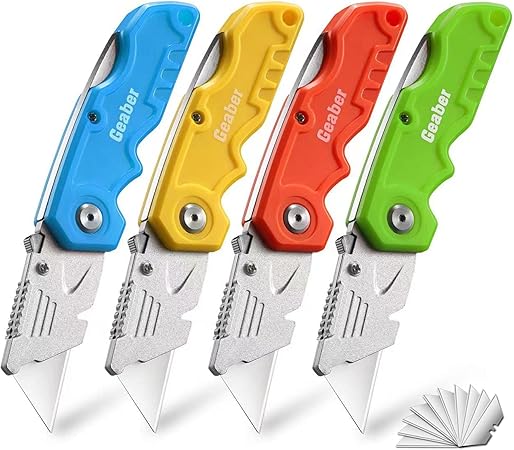 M MEEPO Box Cutter, 4-Pack Tough Folding Box Cutter for Heavy Duty ...