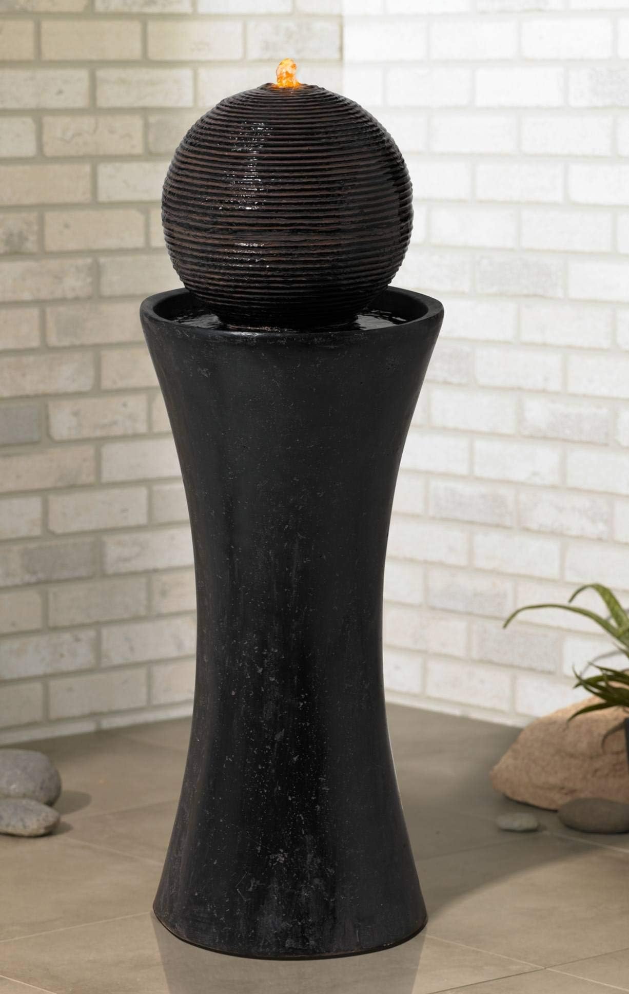 Amazon.com: Dark Sphere Modern Zen Outdoor Floor Water Fountain 30 ...