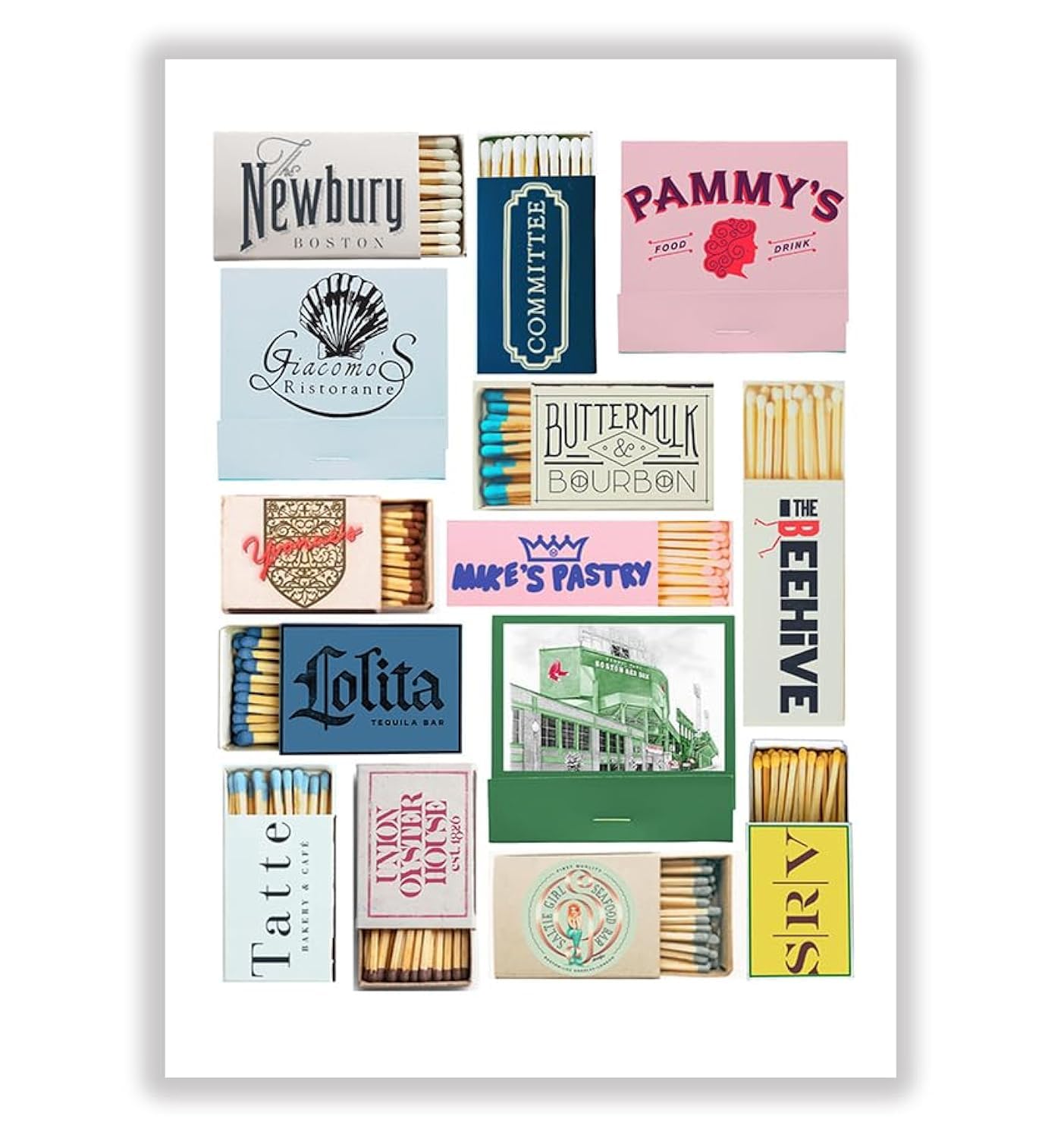 Amazon.com: Vintage Matchbox Wall Art - Boston Matchbook Print, Unique ...