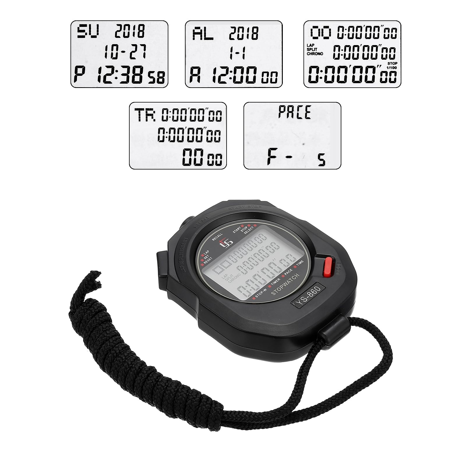 PATIKIL Sport Stopwatch Timer 60 Lap Memory, 0.01 Second Timing Stops ...