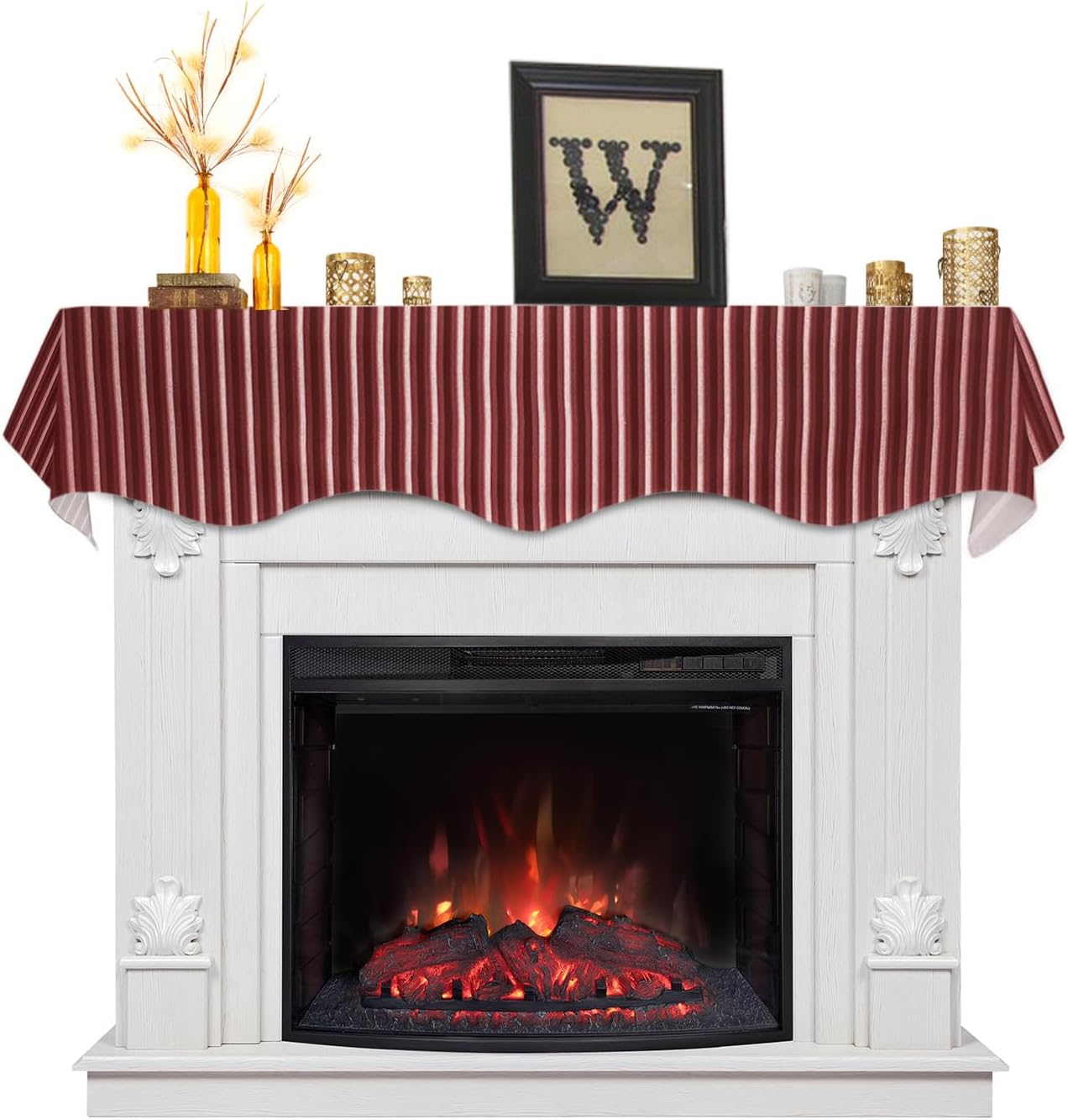 Amazon.com: Onekaccu Geometric Red Fireplace Mantle Scarf, Fireplace ...