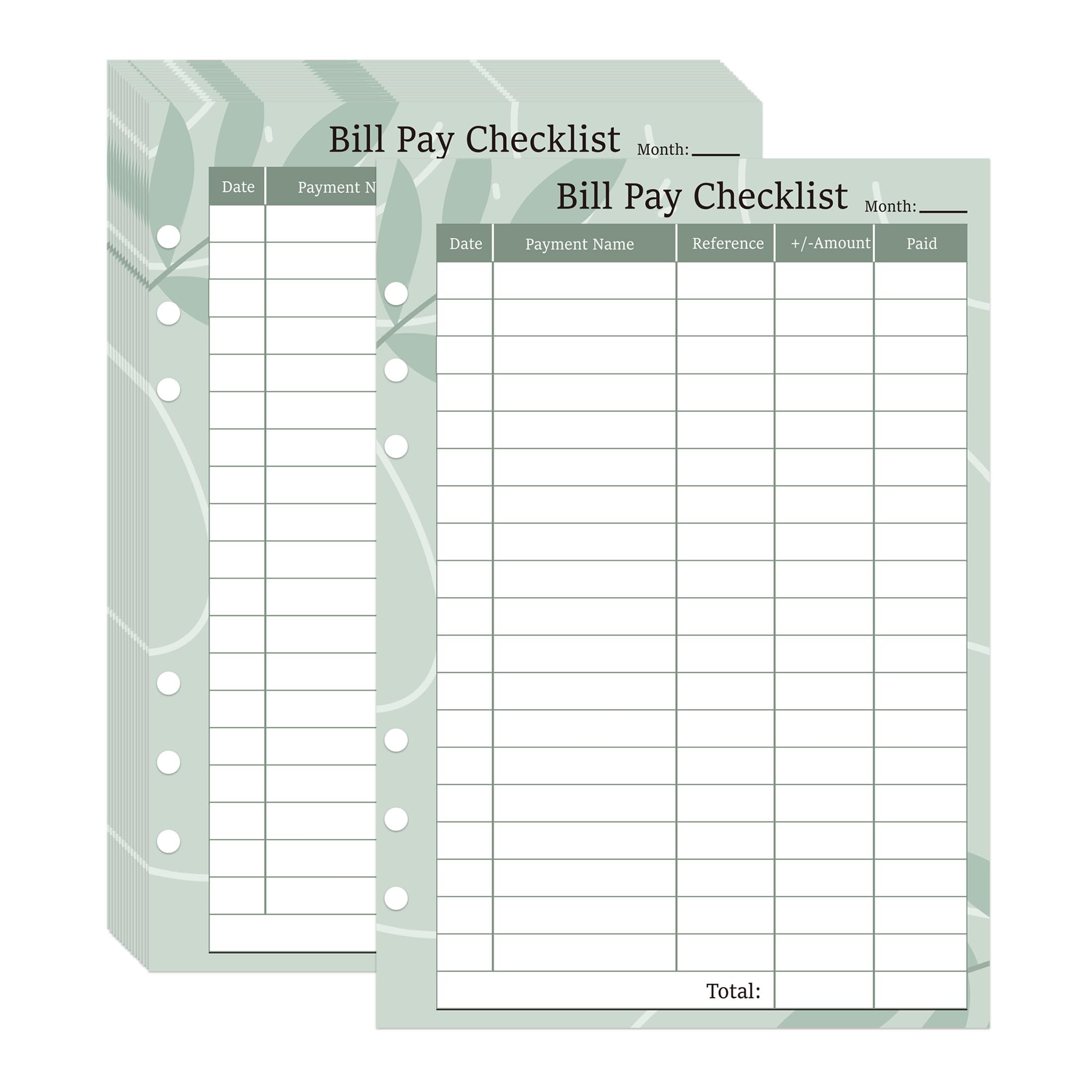 Amazon.com : 50 Pack Payment Checklist Refills 6-Hole Punched Loose ...
