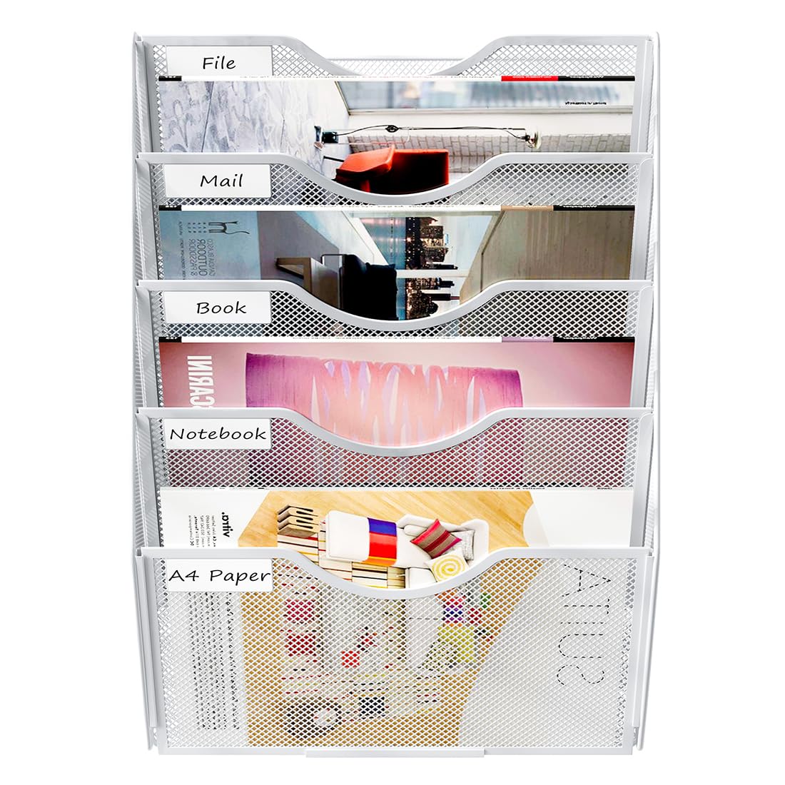 Snapklik.com : Hanging Wall File Holder, 5 Tier Mail Sorter For Wall ...