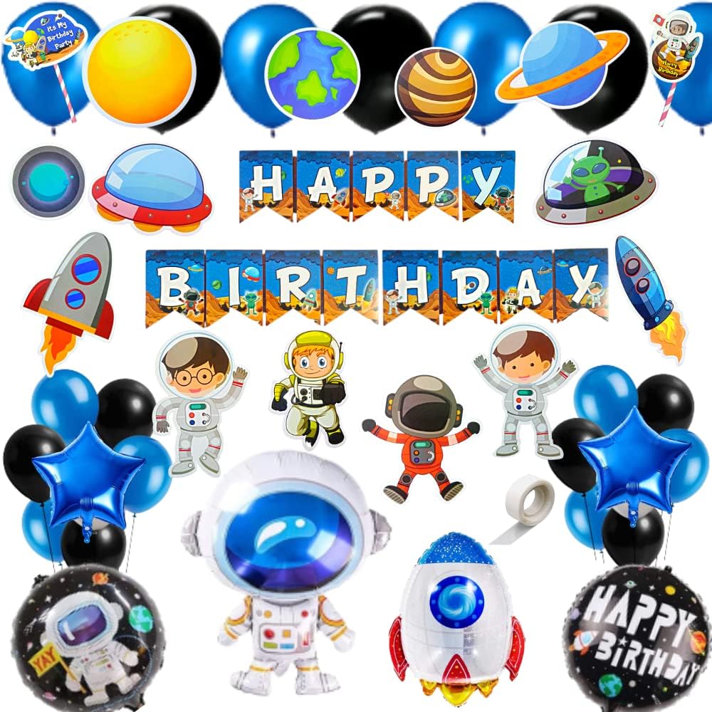 FI - FLICK IN 55 pcs Space Theme Birthday Decoration Kit Banner Planet ...