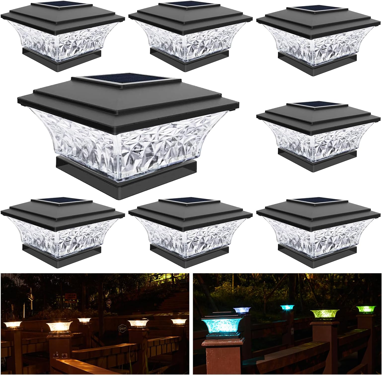 HUYIENO Solar Post Cap Lights Outdoor LED Lighting Deck Fence Cap Light ...