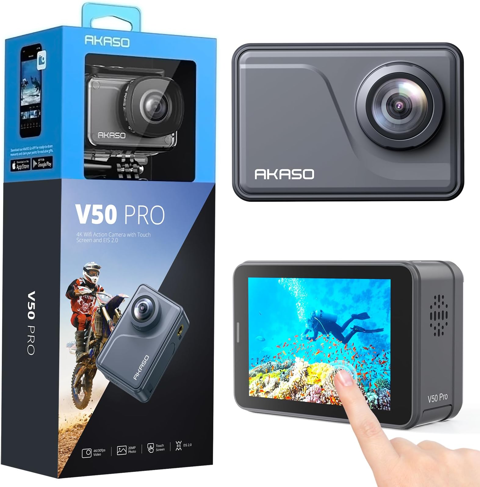 Amazon.com : AKASO V50 Pro Native 4K30fps 20MP WiFi Action Camera with ...