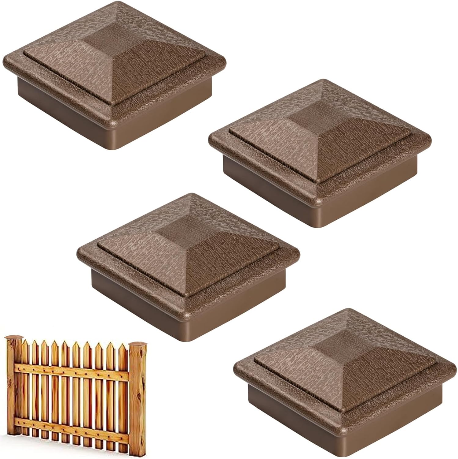 Post Caps, Wood Fence Post Bracket 4X4 (actual 3.5" x 3.5") Plastic ...