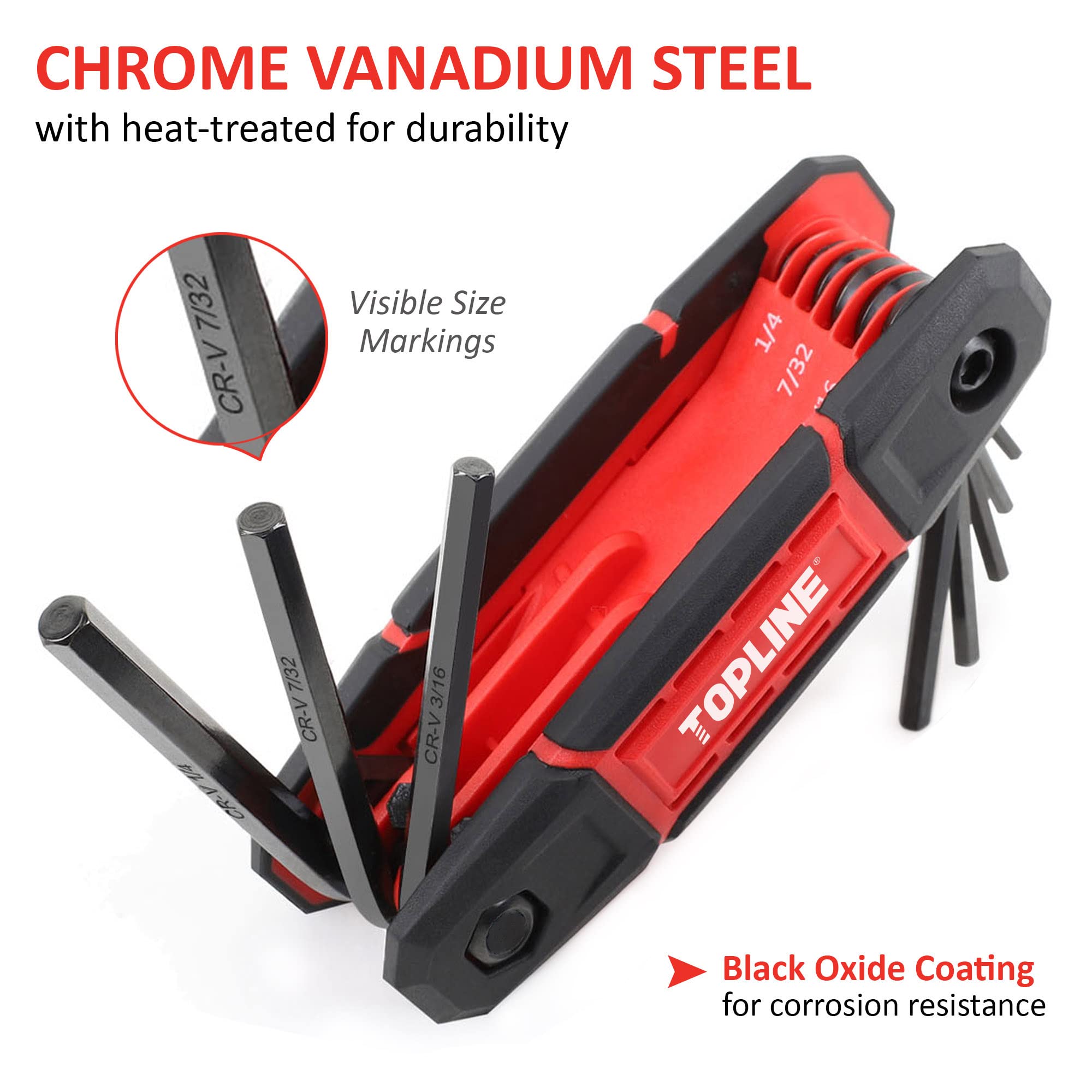 TOPLINE 25-Piece Folding Allen Wrench Set, SAE, Metric, Torx Hex Key ...