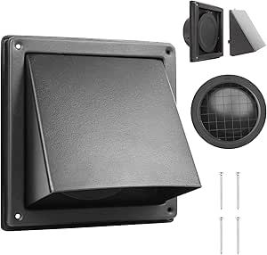WeCooper 100mm 4 Inch Black Cowled External Wall Louvre Grille 304 ...
