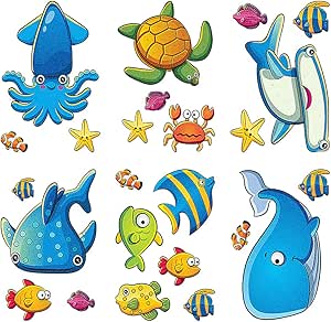 Amazon.com: 24PCS Non Slip Bathtub Stickers, Marine Life Cartoon Bath ...
