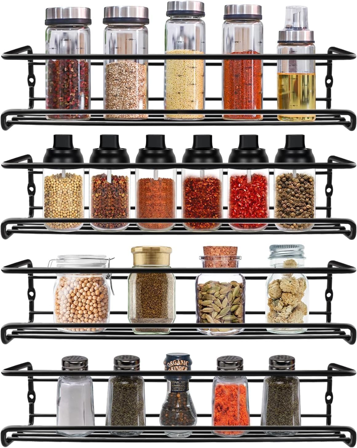 Mezzar Rangement Epices Cuisine 4 Pièces Étagères à Épices Murales en ...