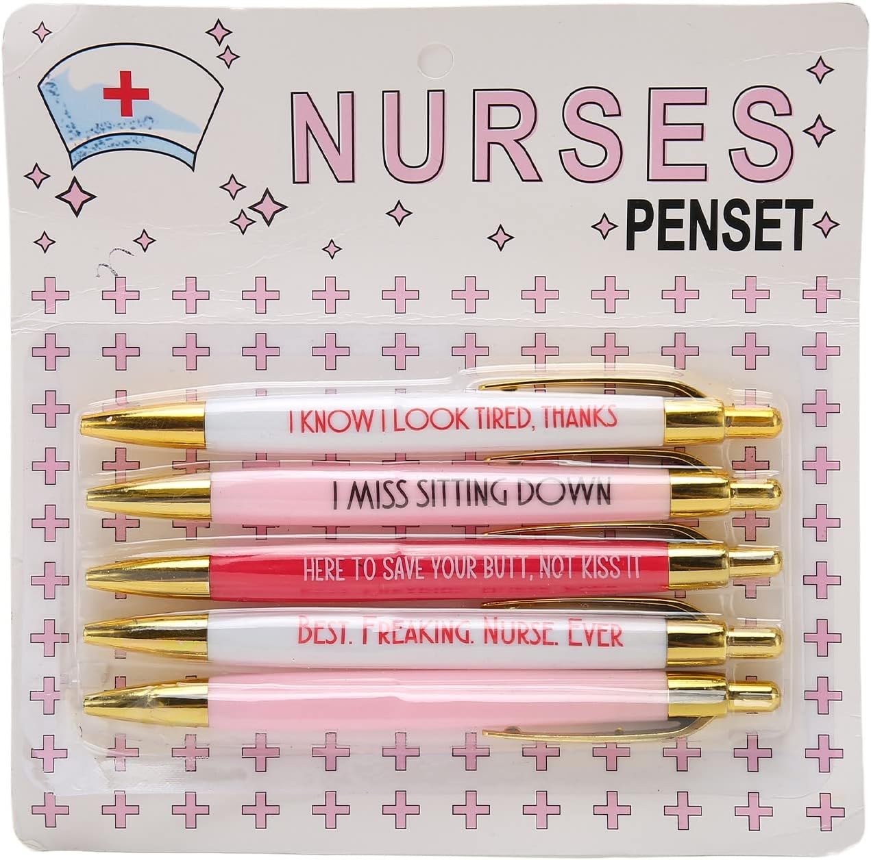 Nurse Ballpoint Pens, 5Pcs Portable Pen Set for Nurses 3.5mm Nib Funny ...
