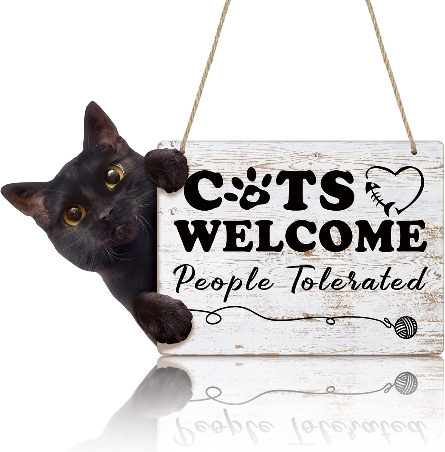 Funny Cat Welcome Sign Black Cats Welcome People Tolerated Cat Welcome ...