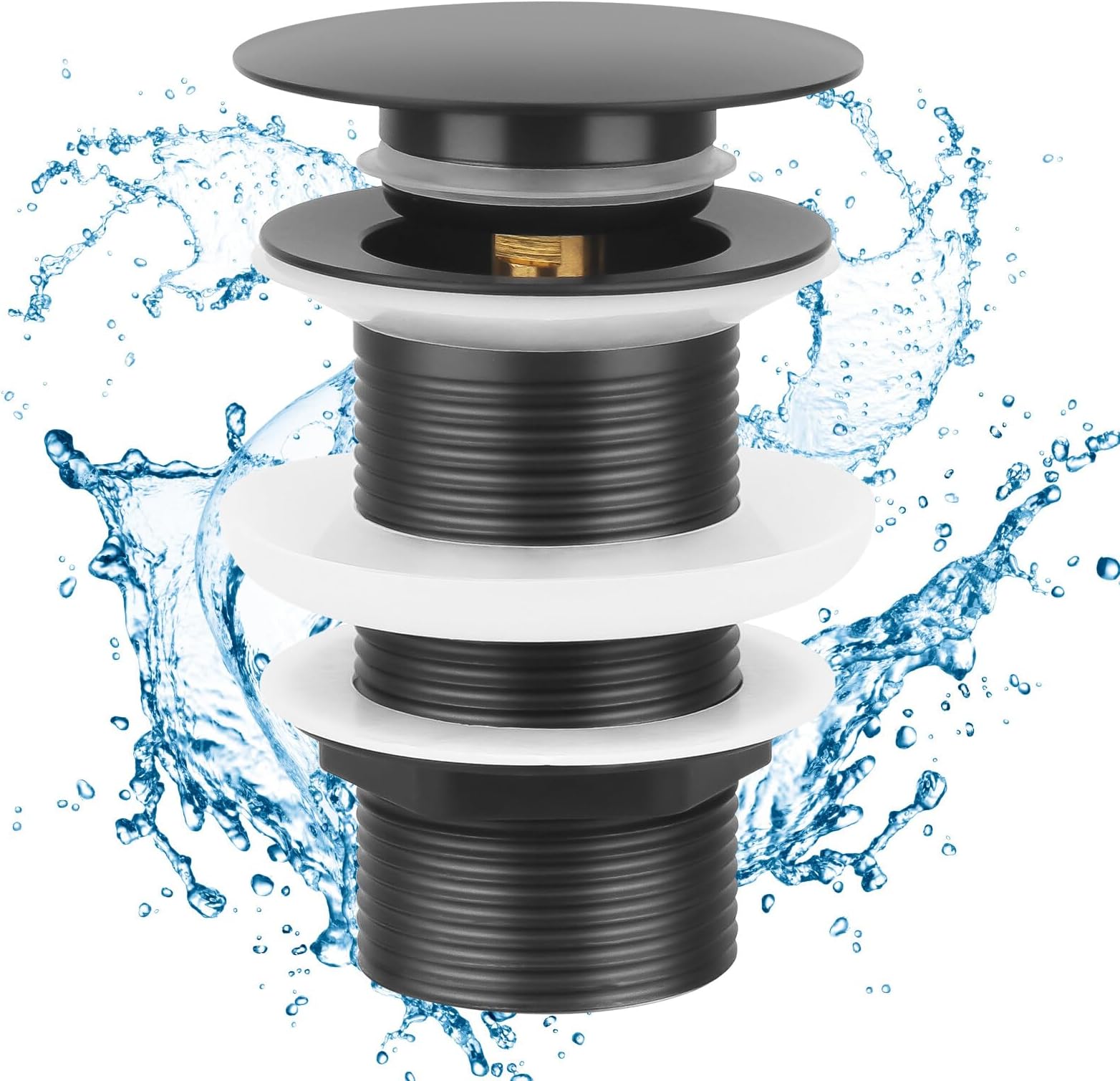 JT Pickfords | Matt Black Slotted Basin Sink Push Pop Up Click Clack ...