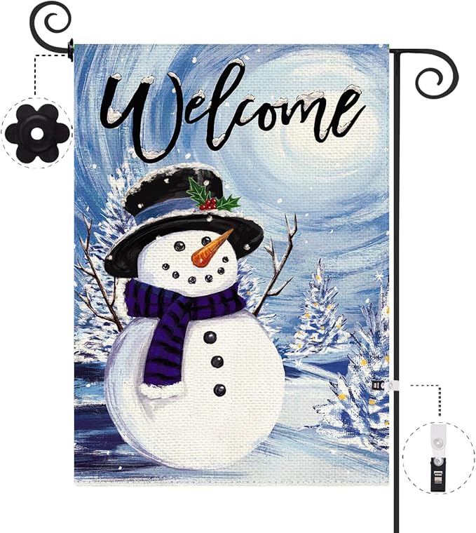 Amazon.com : Baccessor Christmas Winter Welcome Snowman Garden Flag 12. ...