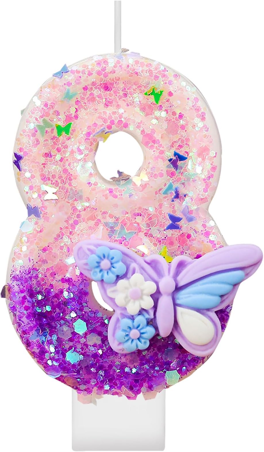 Amazon.com: 8th Birthday Candles for Girls, Pink Purple Butterfly ...