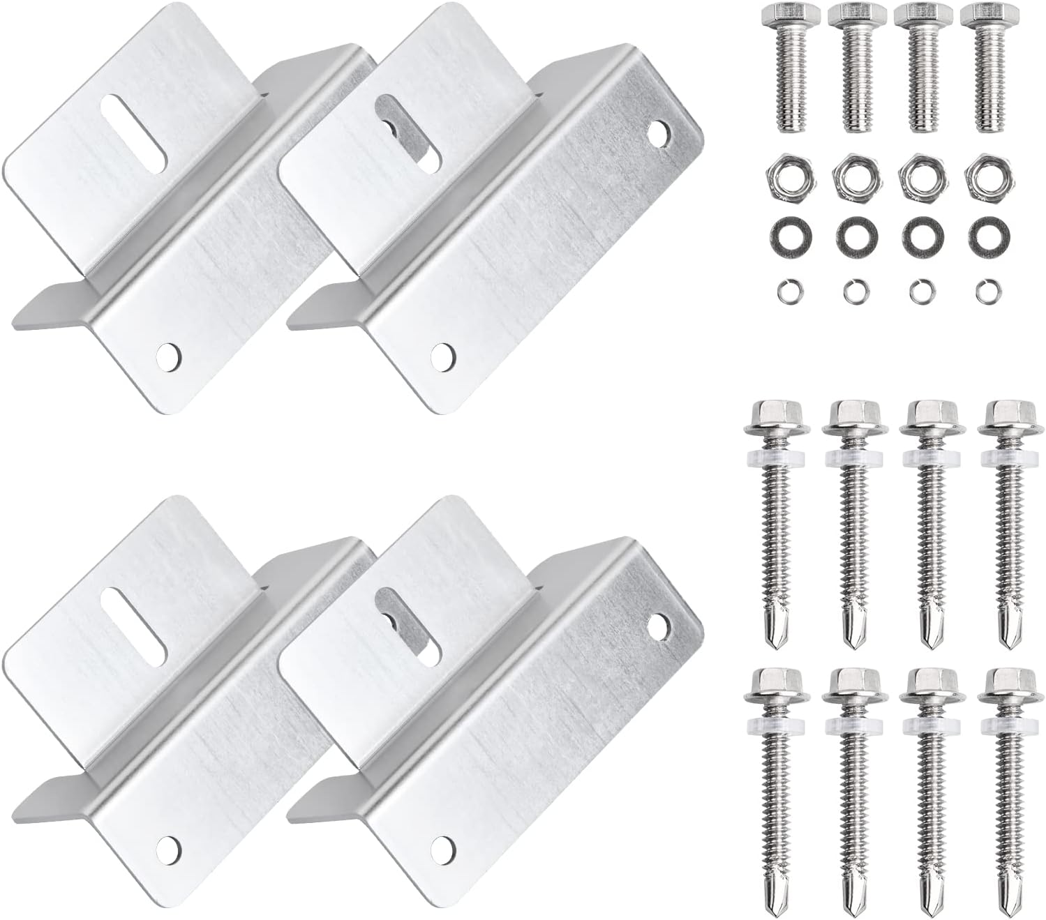 4 Pieces Silver Solar Panel Mounting Bracket Holder with Nuts & Bolts ...