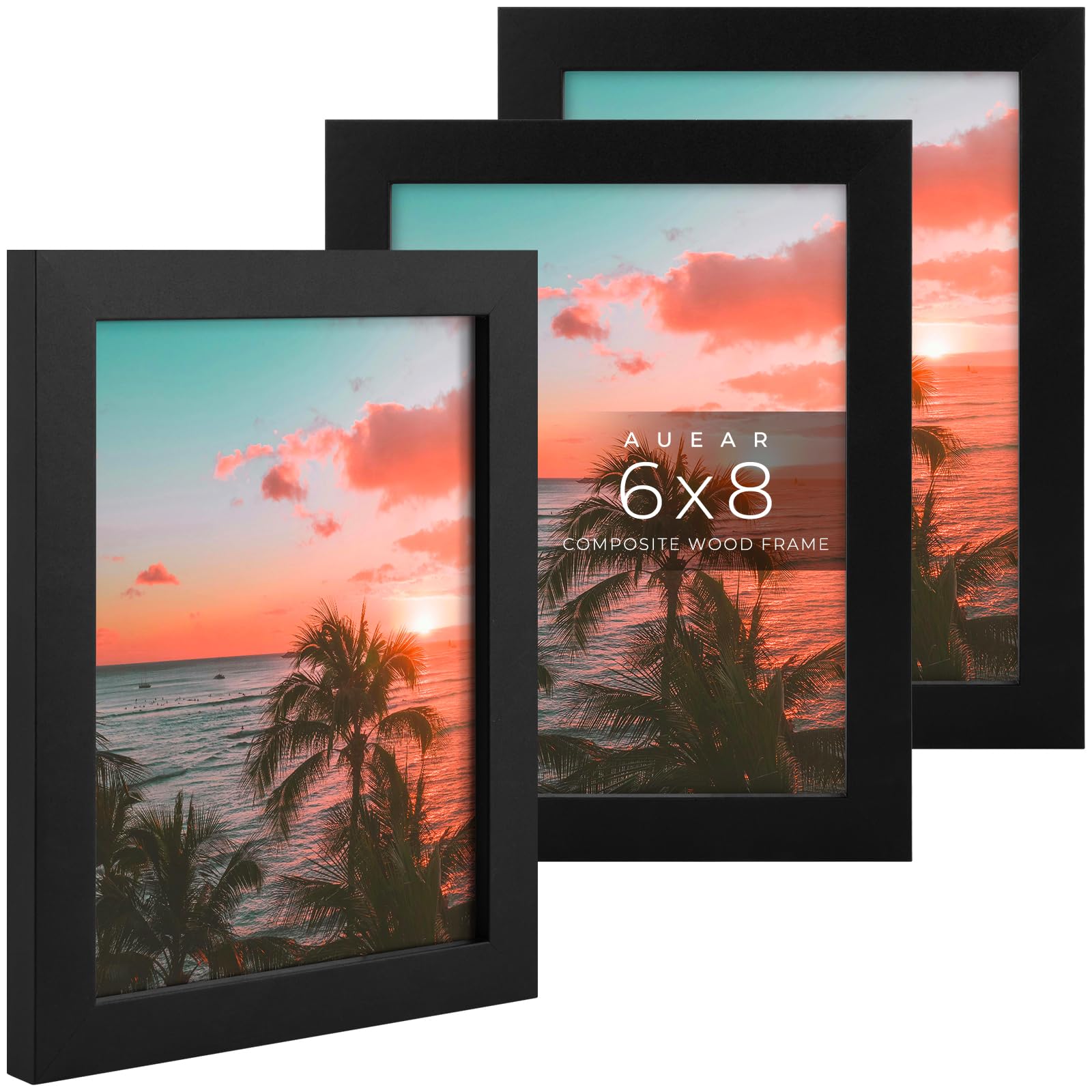 Amazon.com - AUEAR, 6x8 Picture Frames Set of 3, with Mat for 4x6 or ...