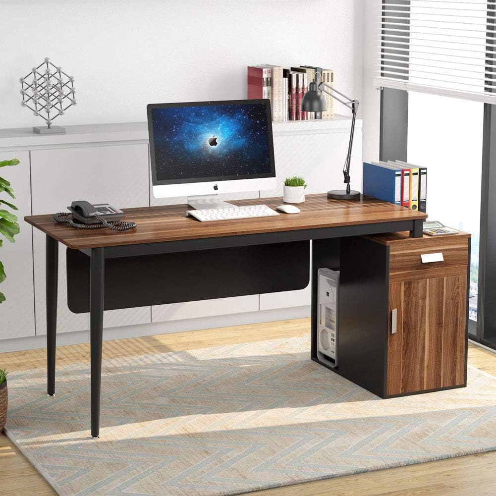 Modern Office Desk with Storage Cabinet, 55 inch Philippines | Ubuy