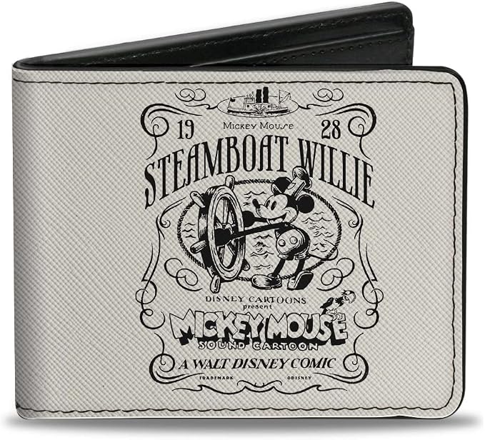 Amazon.com: Disney Wallet, Bifold, Disney 100 Mickey Mouse Steamboat ...