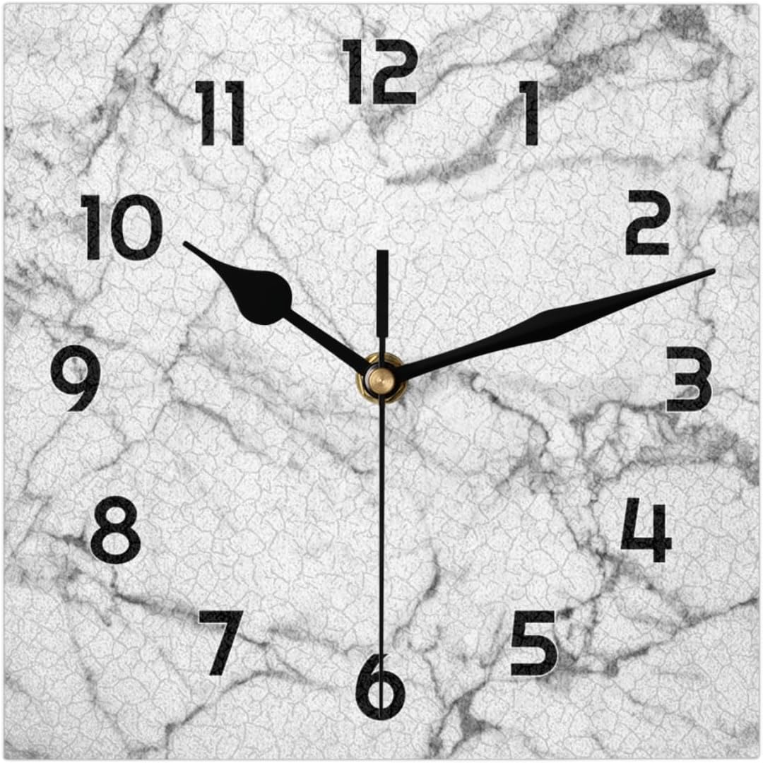 Amazon.com: DXTKWL Marble Texture Art Abstract Wall Clock Silent Non ...
