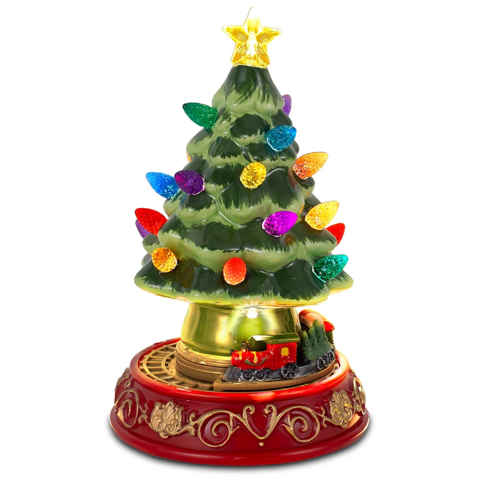 Amazon.com: innodept12 Lighted Christmas Tree with Rotating Train ...