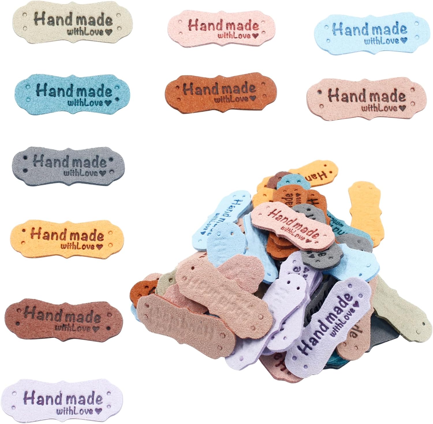 Amazon.com: Hitefu 50pcs Colorful Handmade Leather Labels, Microfiber ...