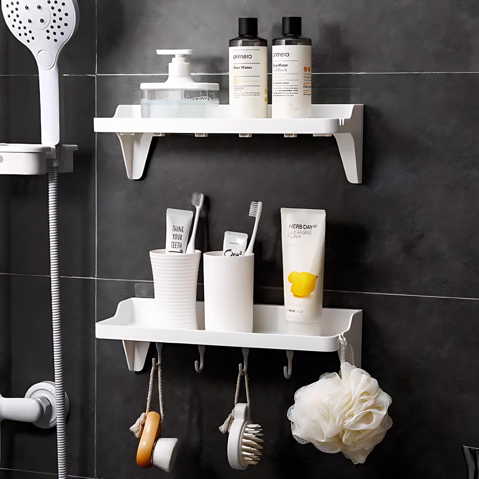 Buy Entisia Shelf Stand - Wall Mounted Plastic Self Adhesive Hanging ...