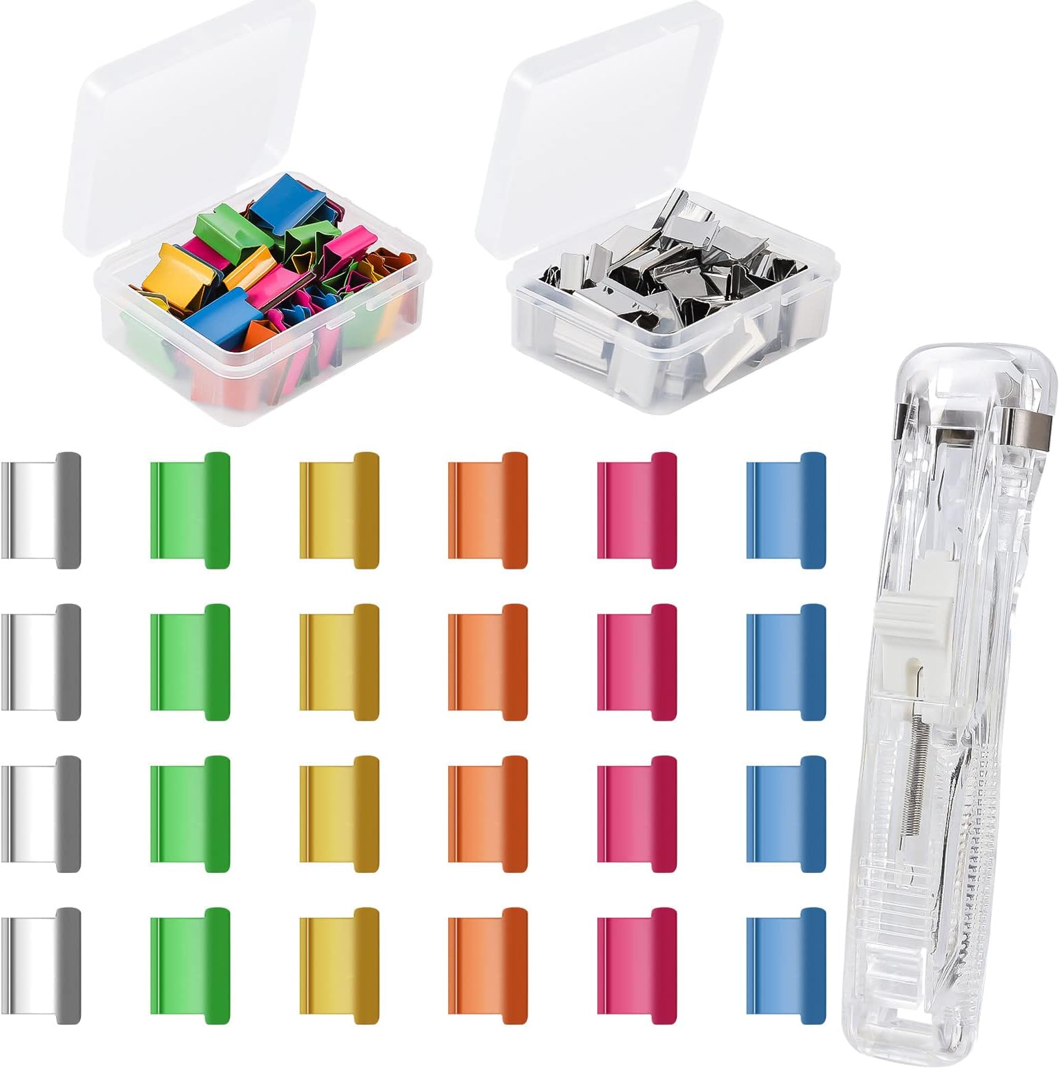 Amazon.com : Reusable Push Clip Stapler, 3 Pcs Clam Clip Dispensers ...