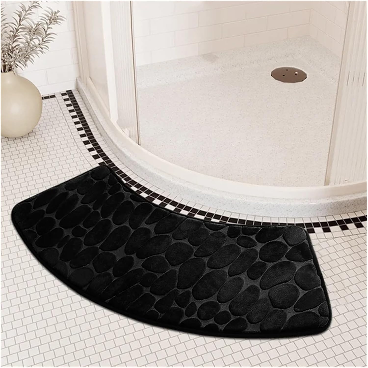 Fasksh Bathroom Mat Curve Foot Mat Pebble Emboss Carpet Curved Bath Mat ...