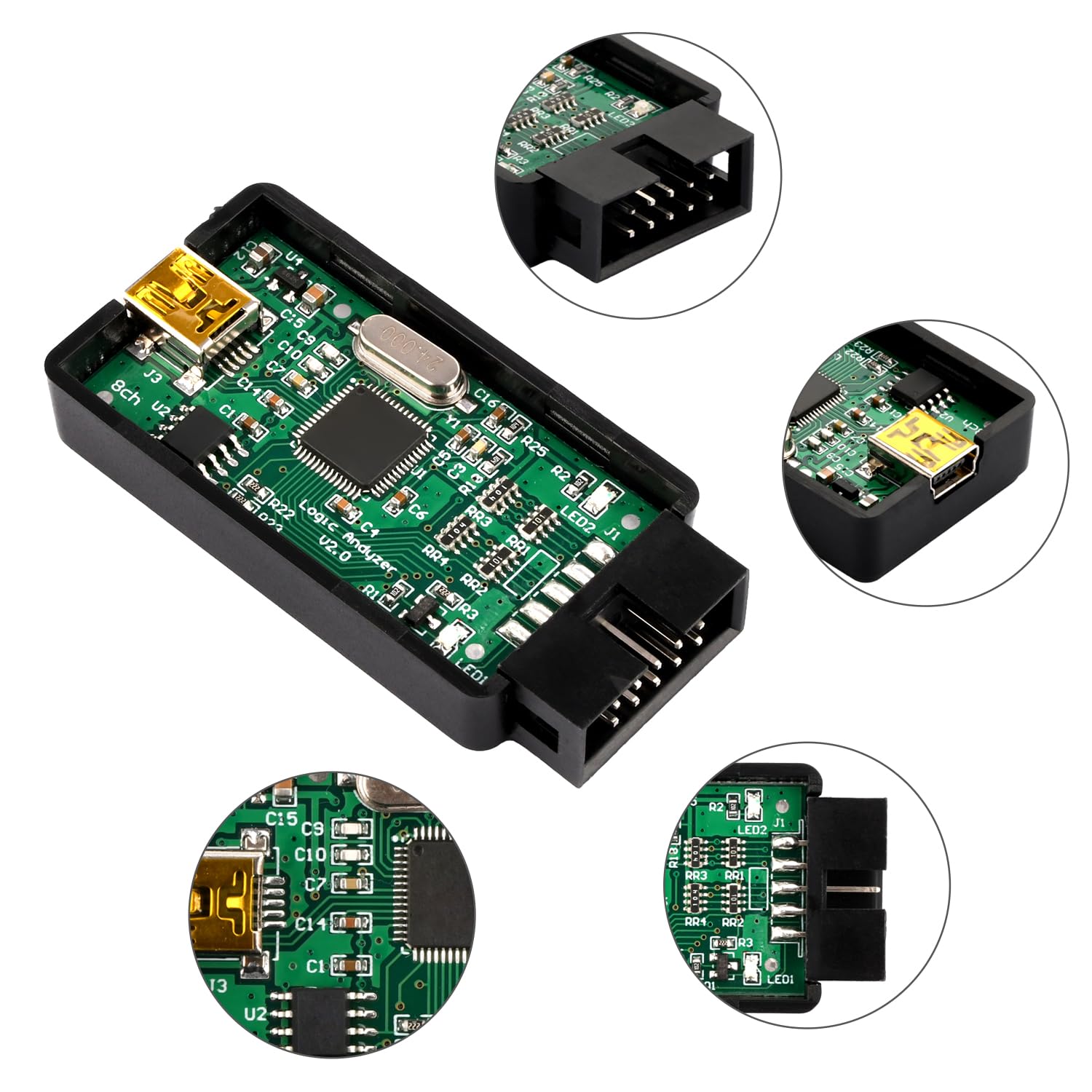 Snapklik.com : 2-Set USB Logic Analyzer, Logic Analyzer Device 24MHz 8CH 24MHz 8 Channel UART ...