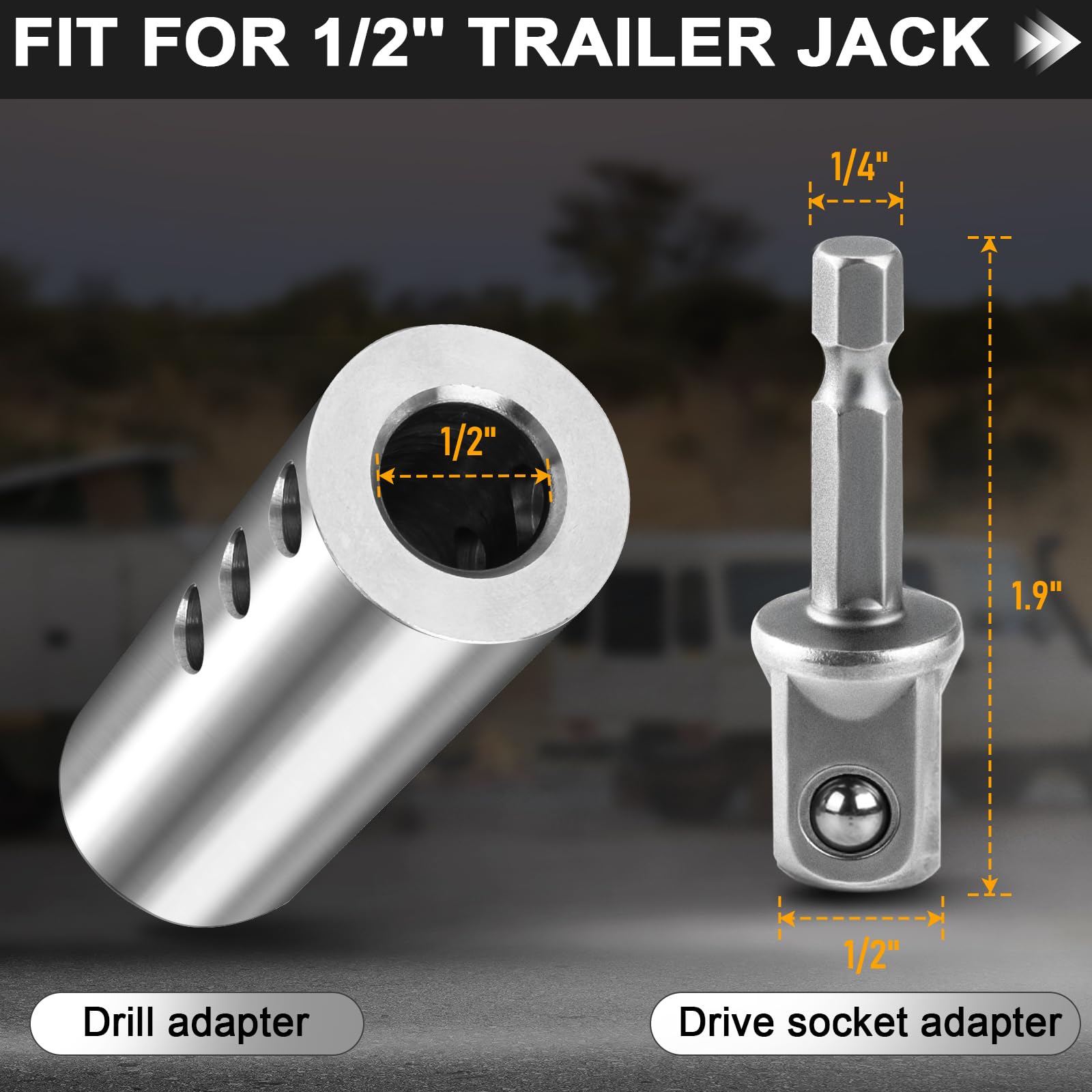 Snapklik.com : 1/2 Inch Trailer Jack Drill Adapter