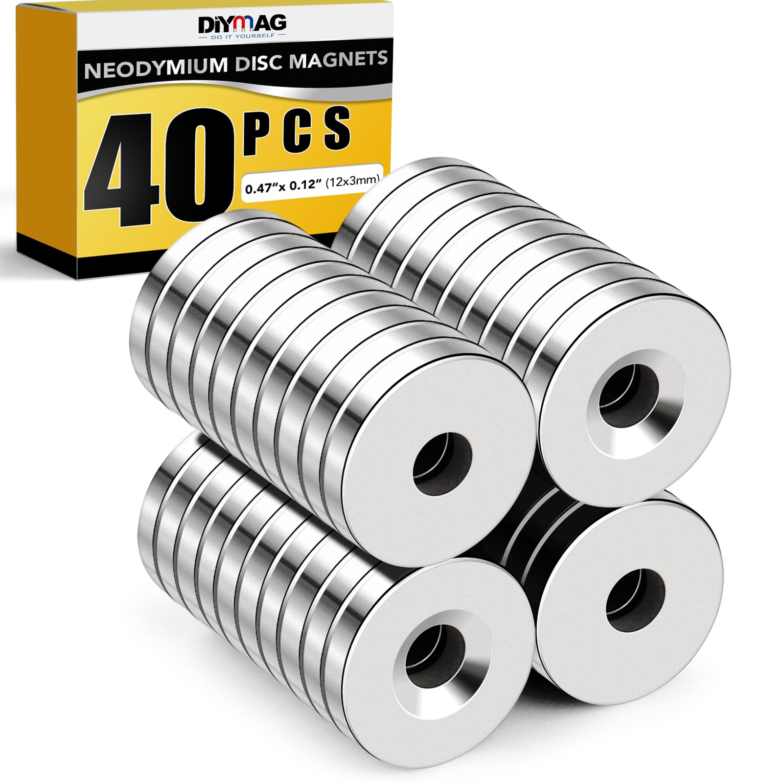 DIYMAG Rare Earth Round Magnets Heavy Duty, Powerful Neodymium Hole ...