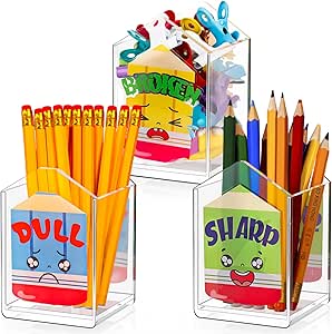 Amazon.com: Sherr 3 Pack Clear Acrylic Pencil Shaped Holder 4in Tall ...