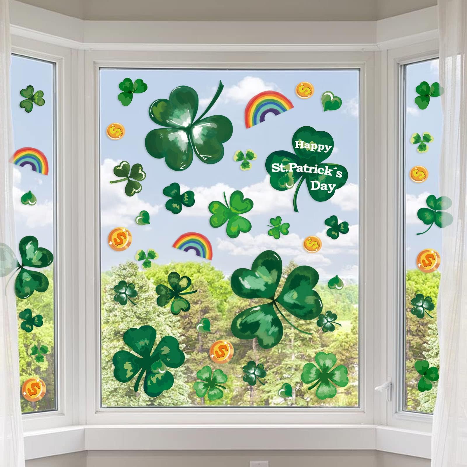 Amazon.com: St Patricks Day Window Clings Decorations Extra Large ...