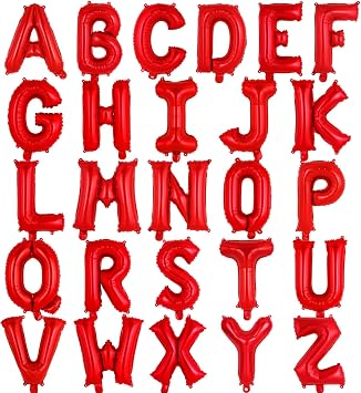 Amazon.com: 26 Pcs Red Letter Balloons,16 Inch Foil Alphabet Letter ...