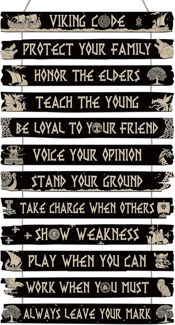 Thinkday Viking Decor Nordic Sign Viking Code Wall Decor Celtic Rune ...
