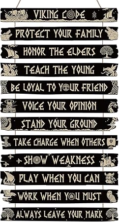 Thinkday Viking Decor Nordic Sign Viking Code Wall Decor Celtic Rune ...