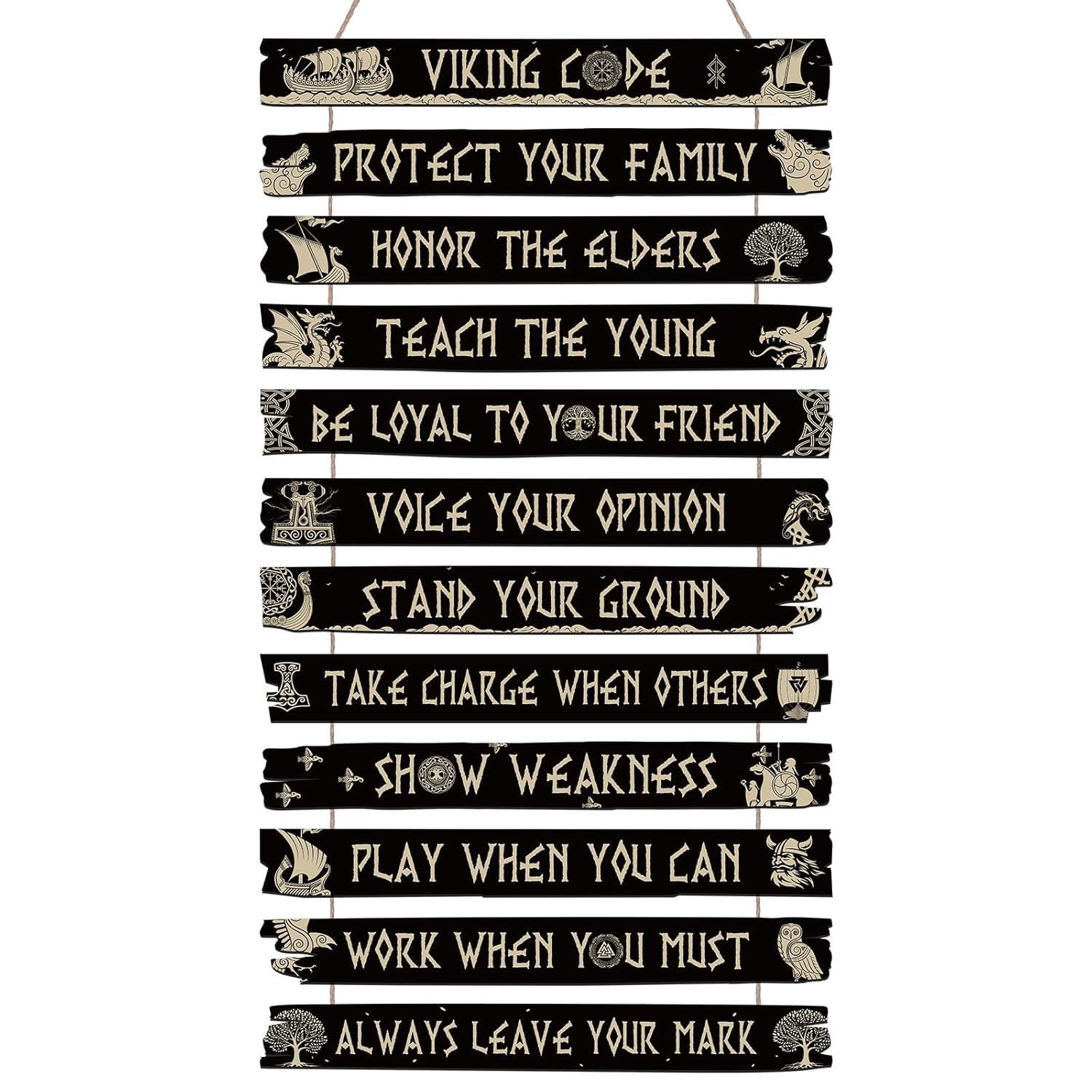 Thinkday Viking Decor Nordic Sign Viking Code Wall Decor Celtic Rune ...