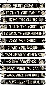 Thinkday Viking Decor Nordic Sign Viking Code Wall Decor Celtic Rune ...