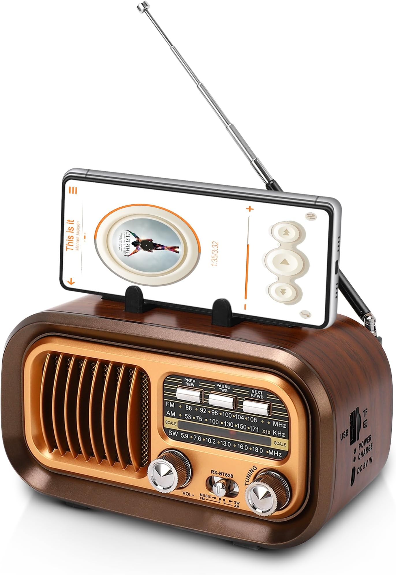 Altavoz Radio Vintage Bluetooths, 3 Bandas, Multifuncional, Portátil ...