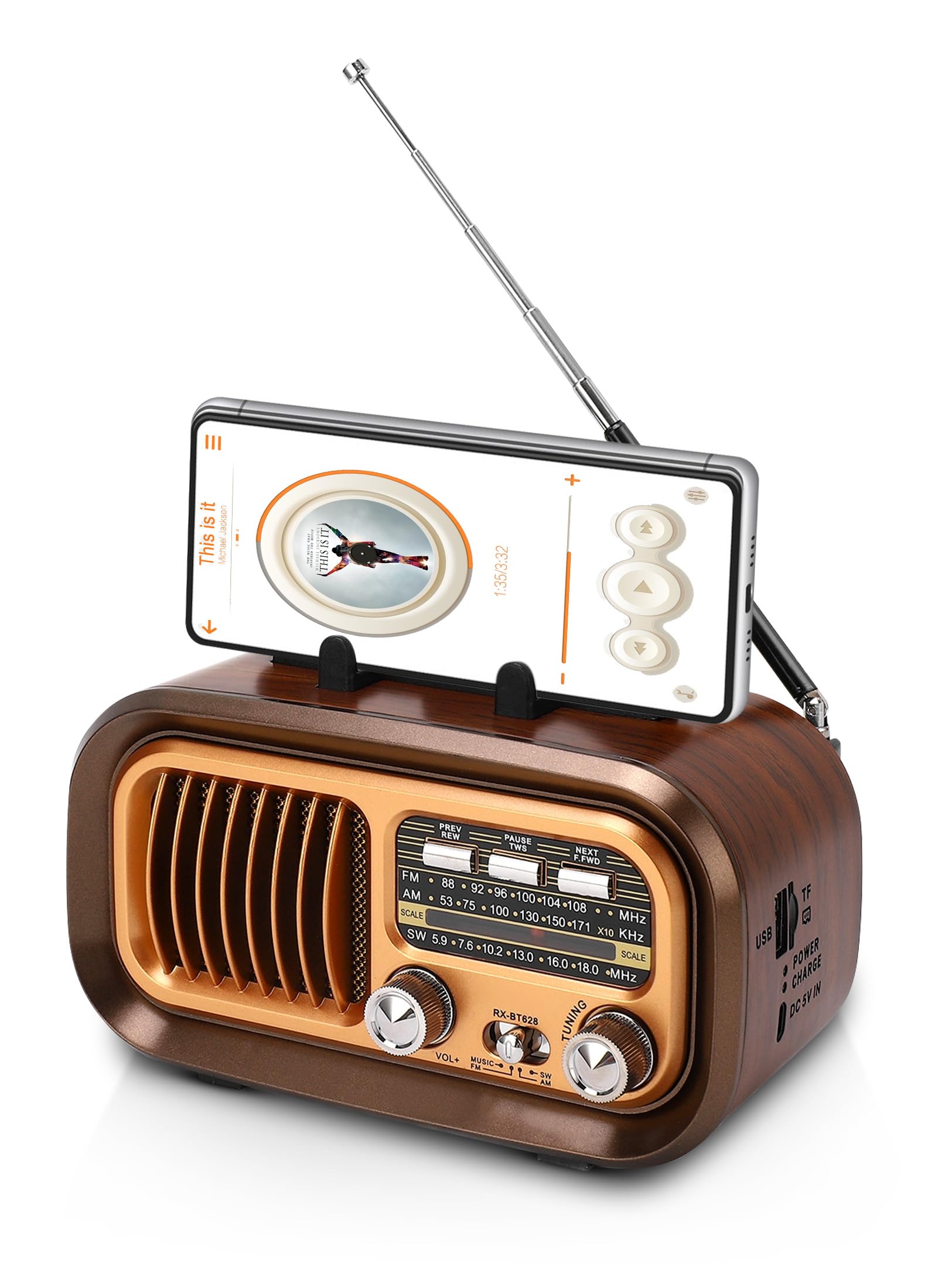 Altavoz Radio Vintage Bluetooths, 3 Bandas, Multifuncional, Portátil ...