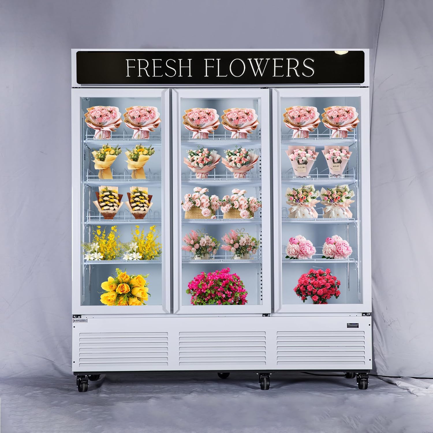 Amazon.com: NAFCOOL Commercial Refrigerator Floral Beverage Display ...