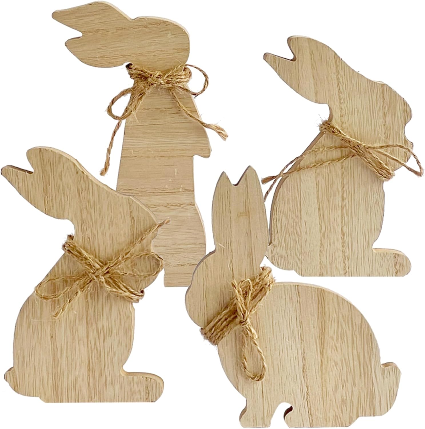Amazon.com: 4 Pack Easter Day Natural Wood Bunny Decorations - Rustic ...