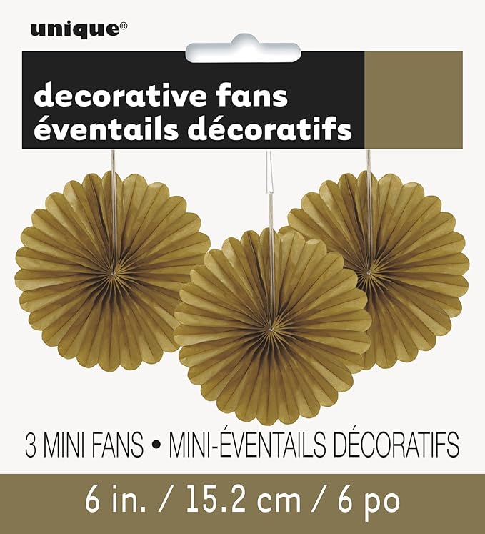 Amazon.com: Unique Tissue Paper Hanging Fan Decorations, 6", Gold: Home ...